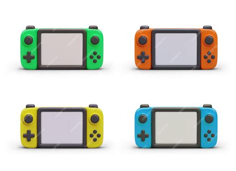 Premium Vector Set Of Realistic Gamepads In Different Colors Gaming Devices With Blank Screen