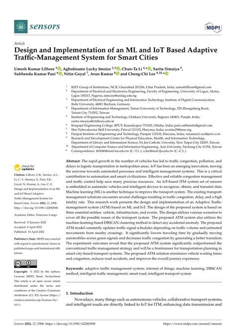 Pdf Design And Implementation Of An Ml And Iot Based Adaptive Traffic
