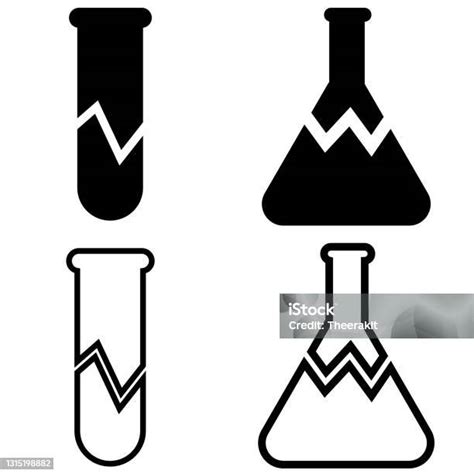 깨진 실험실 비커 기호 흰색 배경에 테스트 튜브 아이콘 플랫 스타일 깨짐에 대한 스톡 벡터 아트 및 기타 이미지 깨짐 비커 0명 Istock