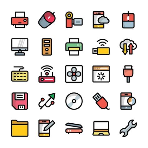 Computer Hardware Vector Line Icons 1 — Stock Vector © Creativestall