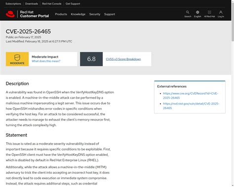 Openssh Machine In The Middle Attack If Verifyhostkeydns Is Enabled 漏洞信息 Cve 2025 26465 By 漏洞平台