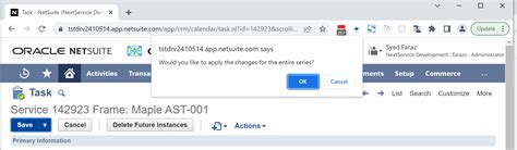 NetSuite Applications Suite Recurrence