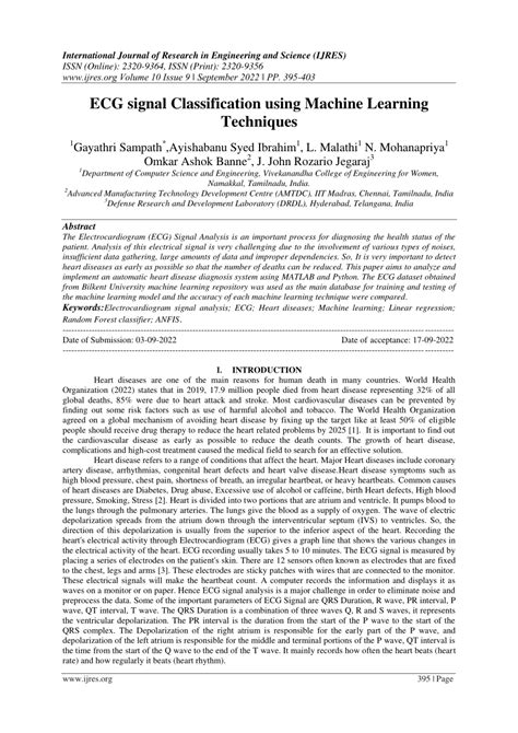 Pdf Ecg Signal Classification Using Machine Learning Techniques