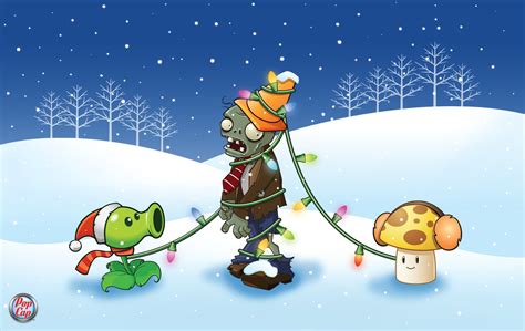 Plants Vs Zombies Holiday Hd Wallpaper Festive Battle In Winter
