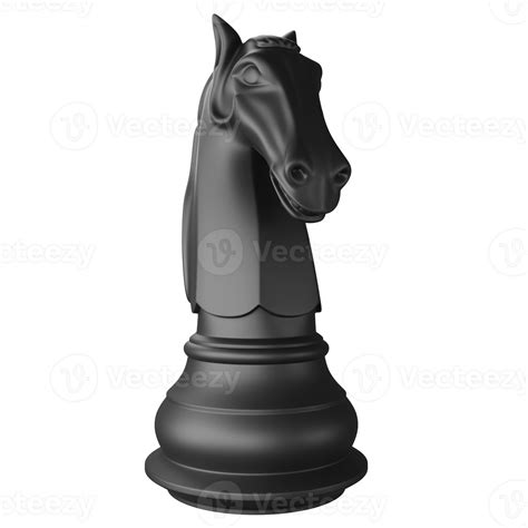 Black Knight Chess Piece Clipart Flat Design Icon Isolated On