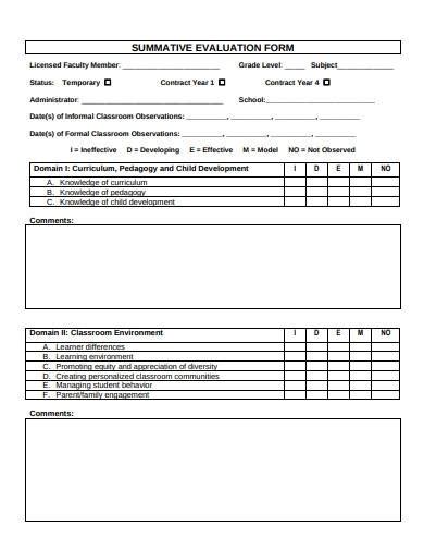 Free 10 Summative Evaluation Form Samples And Templates In Ms Word Pdf