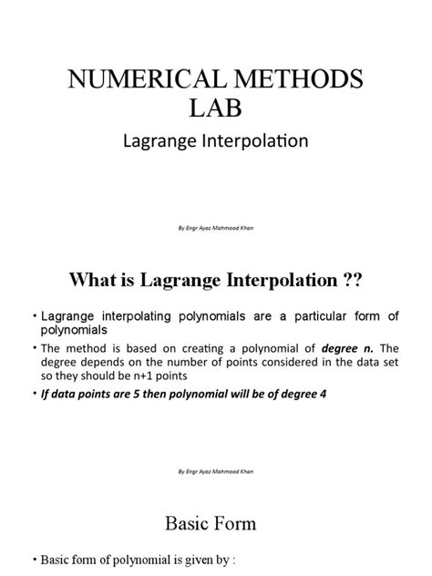 numerical methods lab lagrange interpolation pdf interpolation
