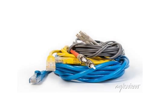 Group Of Ethernet Network Cables Rj45 Network Cable And Fiber Wall Mural • Murals Object