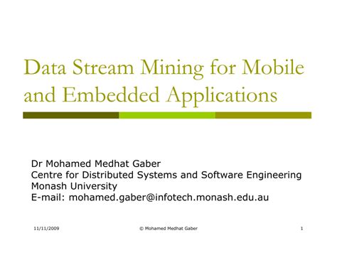 Pdf Data Stream Mining For Mobile And Embedded Applications