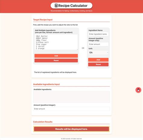 Recipe Scaling Application Devtestudinidae