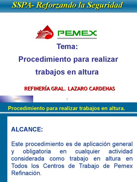 Curso Trabajo En Alturas Pemex Pdf Andamio Cinturón De Seguridad