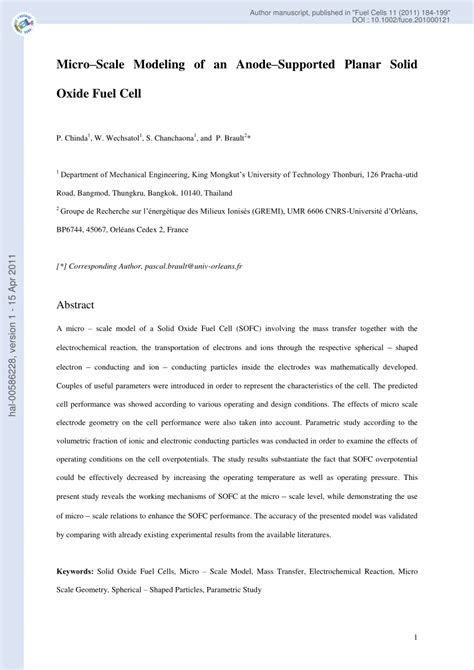 Pdf Microscale Modeling Of An Anode‐supported Planar Solid Oxide Fuel Cell