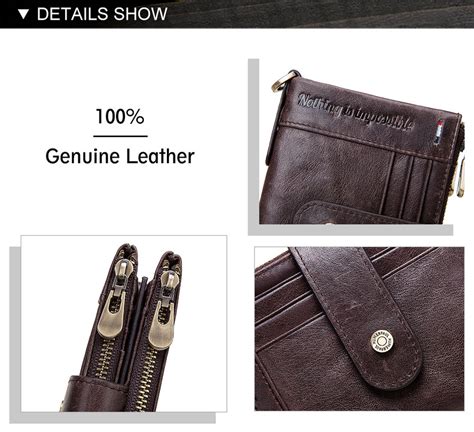 Badu Bg Rfid Мъжки портфейли Тънки кожени двойни закопчалки Винтидж къса мъжка чанта за монети