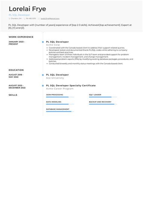 3 Pl Sql Developer Resume Examples And Templates