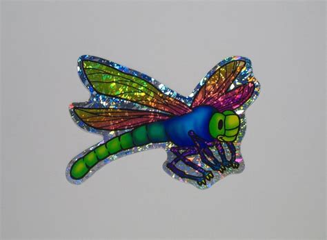 Dragonfly Sticker Flying Bug Prism Decal Insect Glitter Foil Holographic Nature Lover 80s 90s