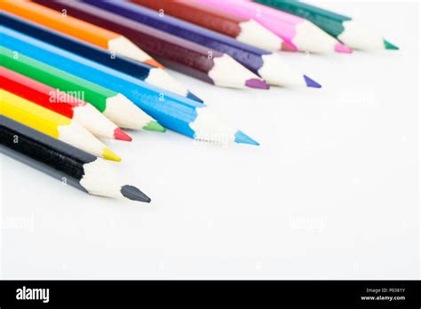 Multicolored Pencils To Draw Randomly Located Stock Photo Alamy