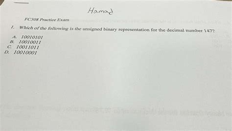 Solved Hamadfc308 ﻿practice Examwhich Of The Following Is