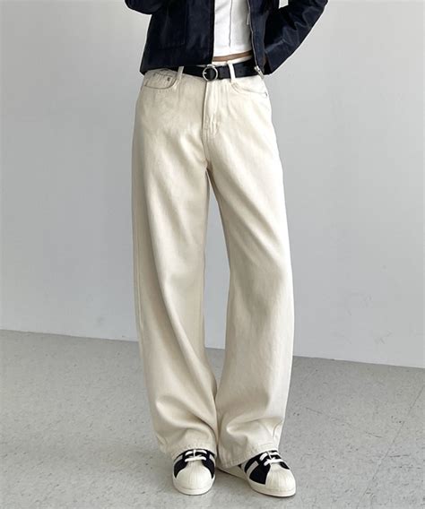 여성 와이드팬츠 크림색 블랙 봄 가을 여자 일자 면 코튼 통 면바지 아이보리 팬츠 에이블리