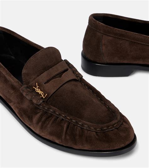 Le Loafer Suede Penny Loafers In Brown Saint Laurent Mytheresa