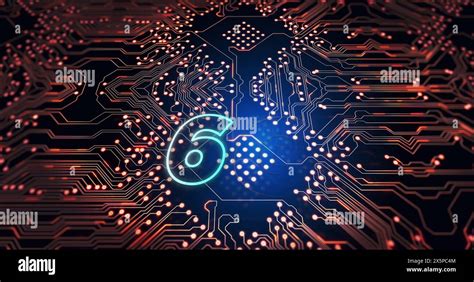 Digital Image Of 6g Text Against Microprocessor Connections On Blue
