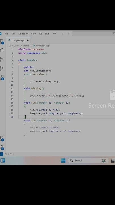 Write A C Program To Add Two Complex Numbers Youtube