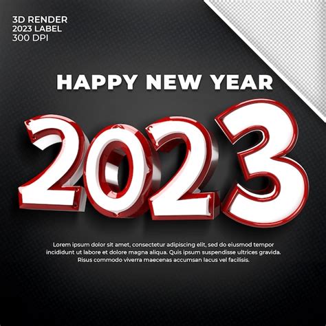 Premium PSD Happy New Year 2023 3d Render Label Banner Or Post Template