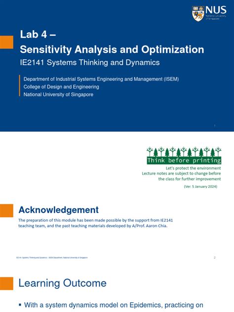 Lab 4 Sensitivity Analysis And Optimization Pdf Epidemics