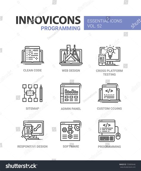 Programming Modern Essential Vector Line Design Stock Vector Royalty Free 725895646 Shutterstock