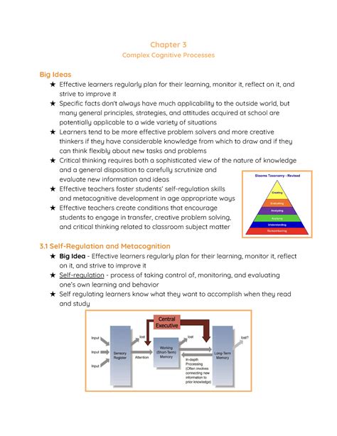 Chapter 3 Complex Cognitive Processes Lecture Notes Chapter 3 Complex Cognitive Processes