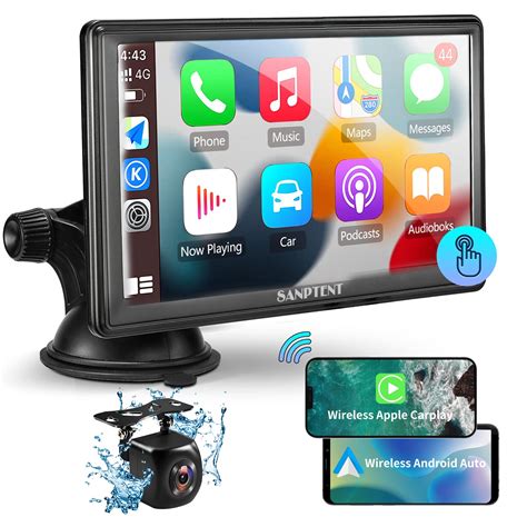 For Parts Sanptent Wireless Apple Carplay Dash Mount Portable Car Stereo Android Auto
