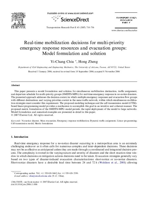 Pdf Real Time Mobilization Decisions For Multi Priority Emergency Response Resources And