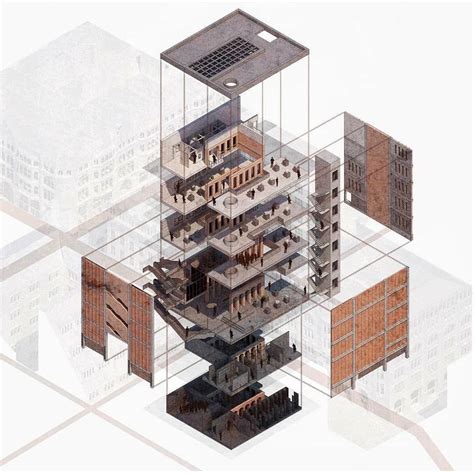 Arch Inked • Exploded Axonometric • ° Illustration By