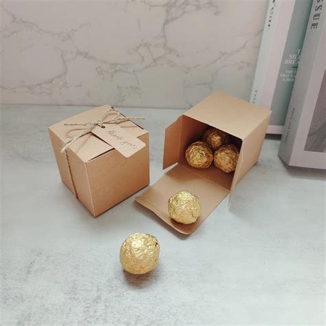 Badu Bg 10 бр квадратна ретро опаковъчна кутия от крафт хартия кутия за бонбони кутия за