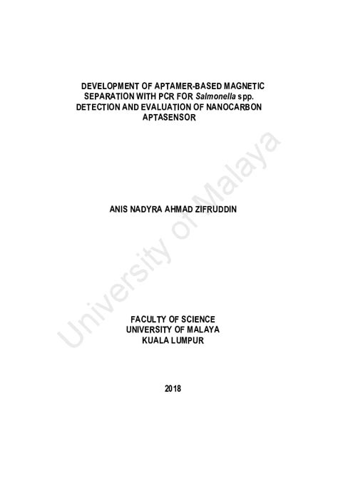Pdf Development Of Aptamer Based Magnetic Separation With Pcr For Salmonella Spp Detection