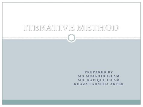 Numerical Methods Presentation 11 Iteration Method Pdf