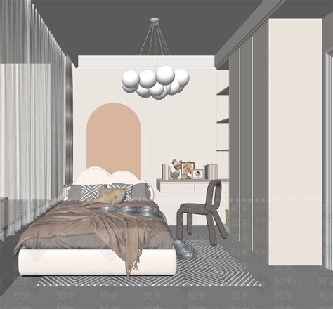 现代女孩儿童房su模型下载【id 1145495505】 知末su模型网