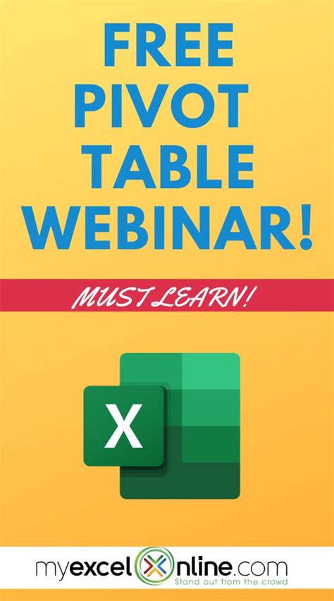 Free Excel Pivot Tables Webinar Myexcelonline Microsoft Excel Tutorial Excel Tutorials