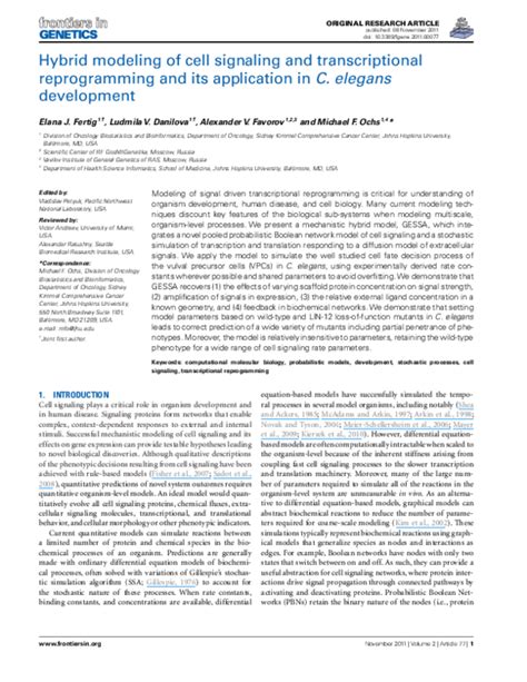 pdf a scenario based approach to modeling development a prototype model of c elegans vulval