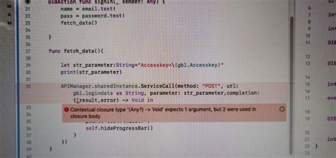 Ios Contextual Closure Type Any Void Expects 1 Argument But 2 Were Used In Closure