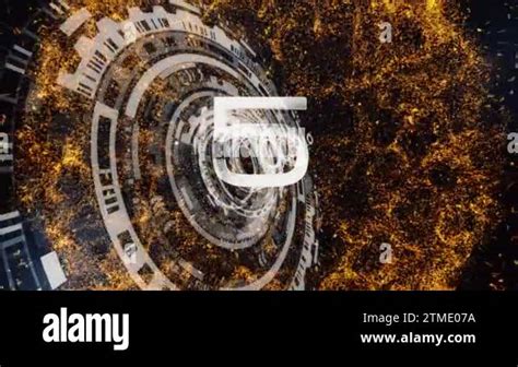 Five Seconds Countdown Timer With Abstract Digital Hud Technology Animation Abstract Background