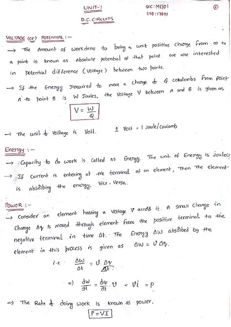 Unit DC CIRCUITS Electronics And Communication Studocu