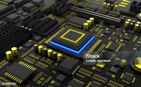 금색과 검정색 컴퓨터 마이크로 프로세서 및 마더보드3d 그림 렌더링 0명에 대한 스톡 사진 및 기타 이미지 0명 3차원 형태 Cpu Istock
