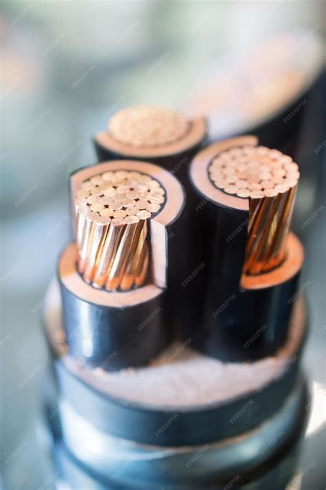 고전압 케이블 단면 프리미엄 사진