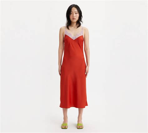 Myah Lace Slip Dress Red Levis® Gb