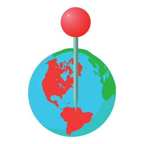 World Pointer Icon Isometric Vector Planet Earth Globe With Red Gps Pin Icon Vector