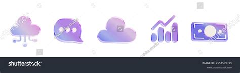 3d Glass Holographic Ui Icon Set Stock Illustration 2554509715 Shutterstock