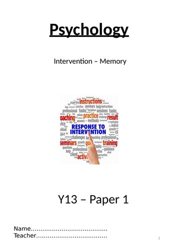 Aqa A Level Psychology Memory Intervention Booklet Teaching Resources