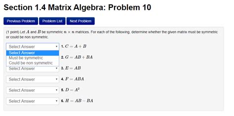 Solved Section Matrix Algebra Problem Previous Chegg