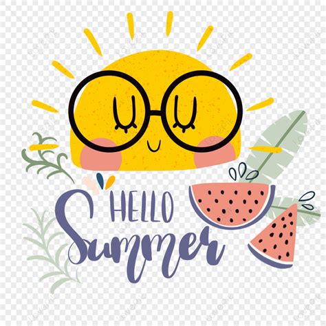 손으로 그린 만화 스타일 일러스트 여름 요소 색안경 수박 Png 일러스트 무료 다운로드 Lovepik