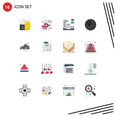 16 Universal Flat Color Signs Symbols Of Nature Hill Coding Sport Programmer Editable Pack Of